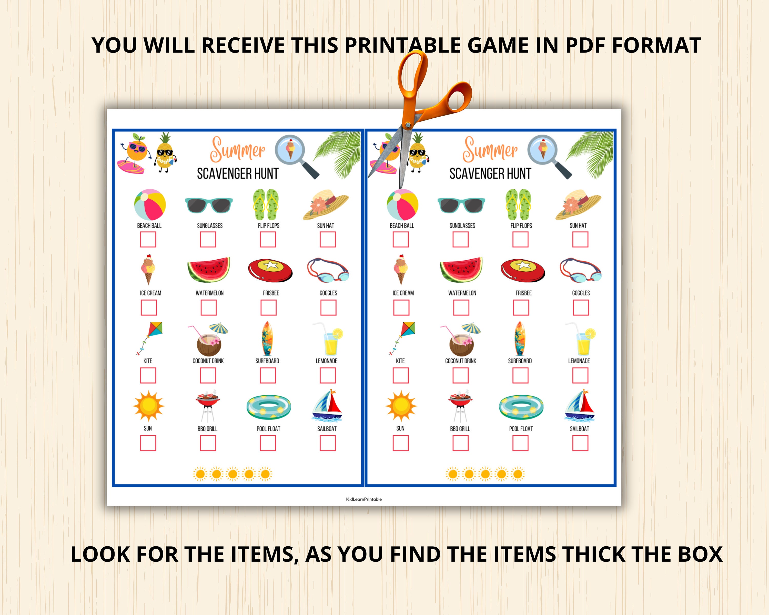 Summer Scavenger Hunt,indoor Ourdoor Treasure Hunt,summertime Games,fun ...