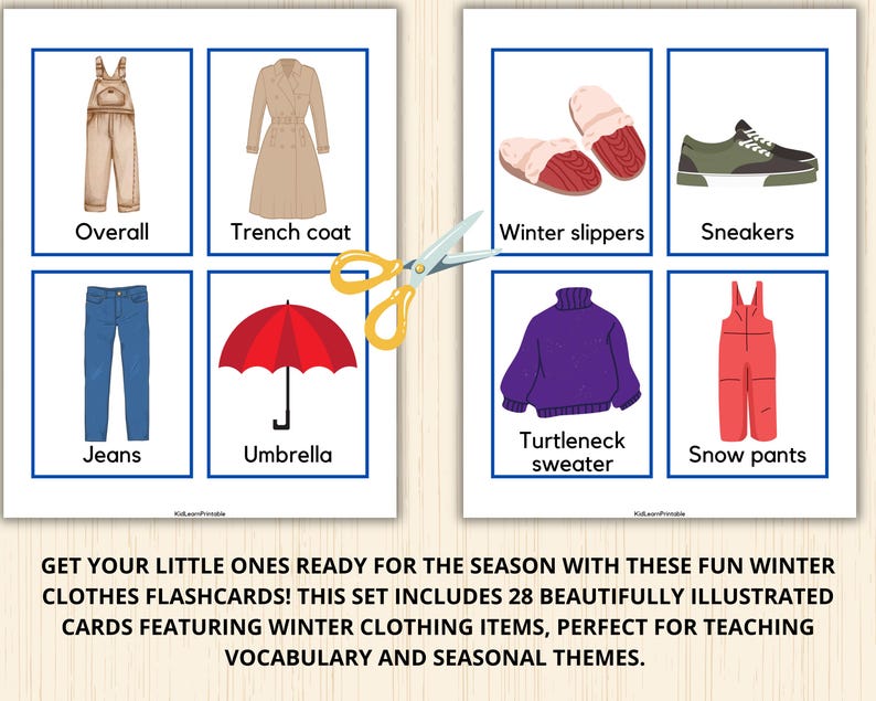 Winter Clothing Flashcard ,winter Clothes Flashcard,winter Vocabulary ...