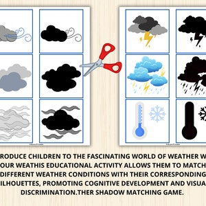 Weather Shadow Matching Cards,weather Montessori Toddler, Weather ...