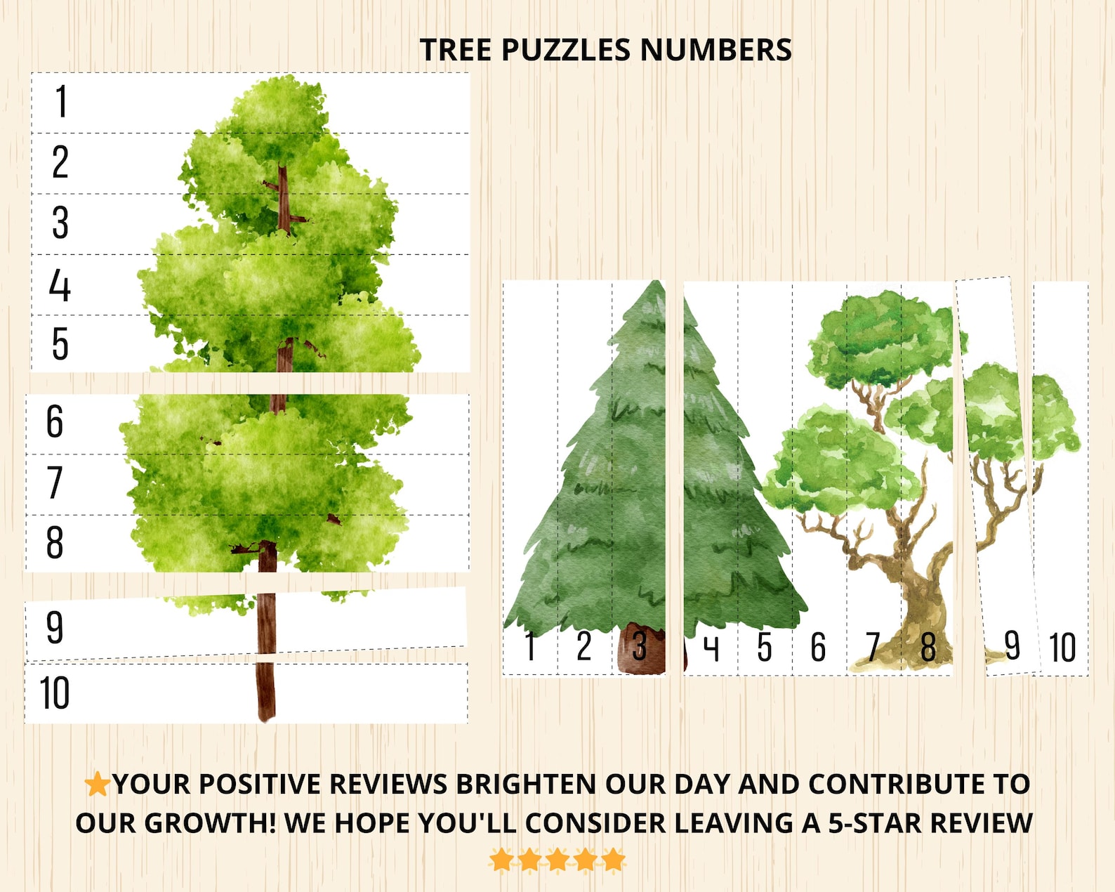 Tree Puzzle Kids,montessori Fall Wooden Puzzle,fall Number Sequence ...