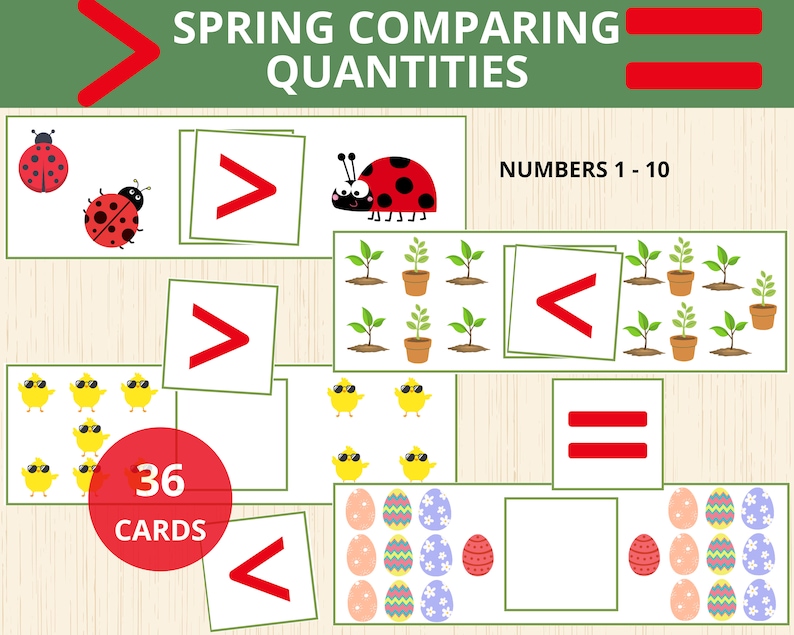 Spring Preschool,spring Math,comparing Quantities,comparing Numbers ...