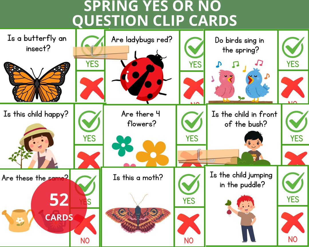 Spring Question Card,yes or No Question,spring Activities,spring Task ...