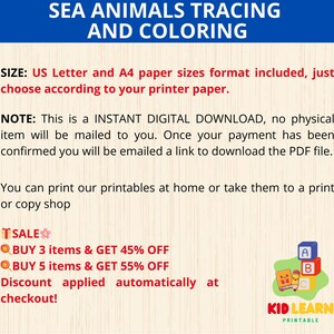 Ocean Animals Tracing,ocean Animal Coloring Pages,tracing Sea Animals ...