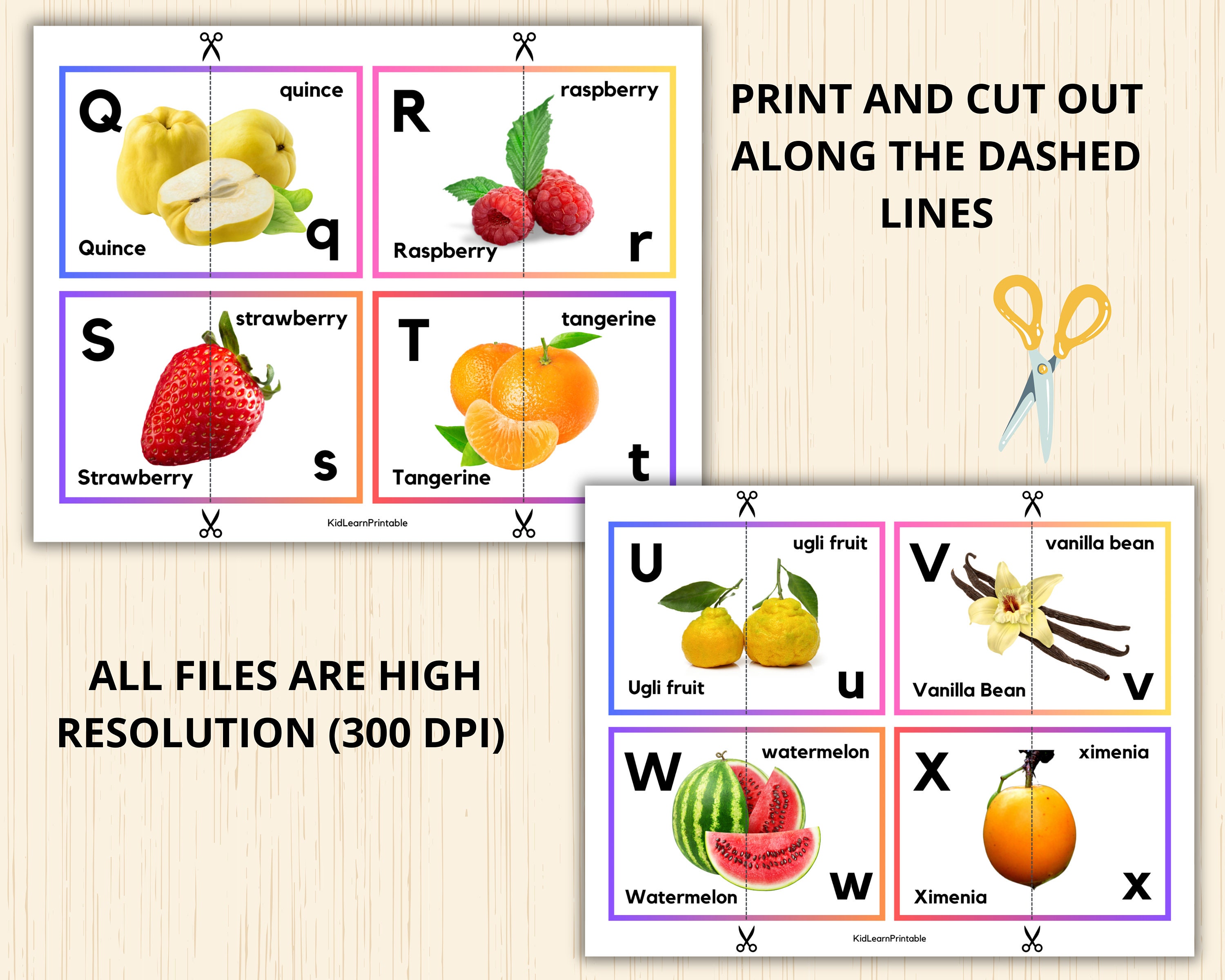 Alphabet Cards Fruits and Vegetables,alphabet Flashcards, ABC Cards ...