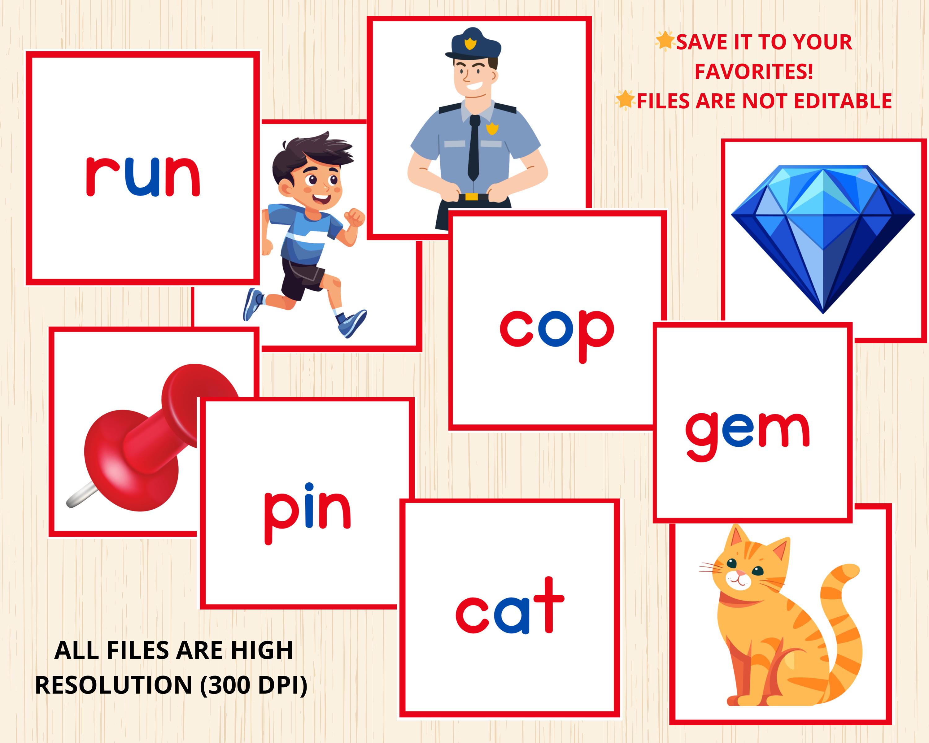 Cvc Word Cards,cvc Word and Picture Matching Activity,cvc Word Matching ...