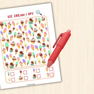 Ice Cream I Spy,ice Cream Activity,summer I Spy,summer Preschool ...