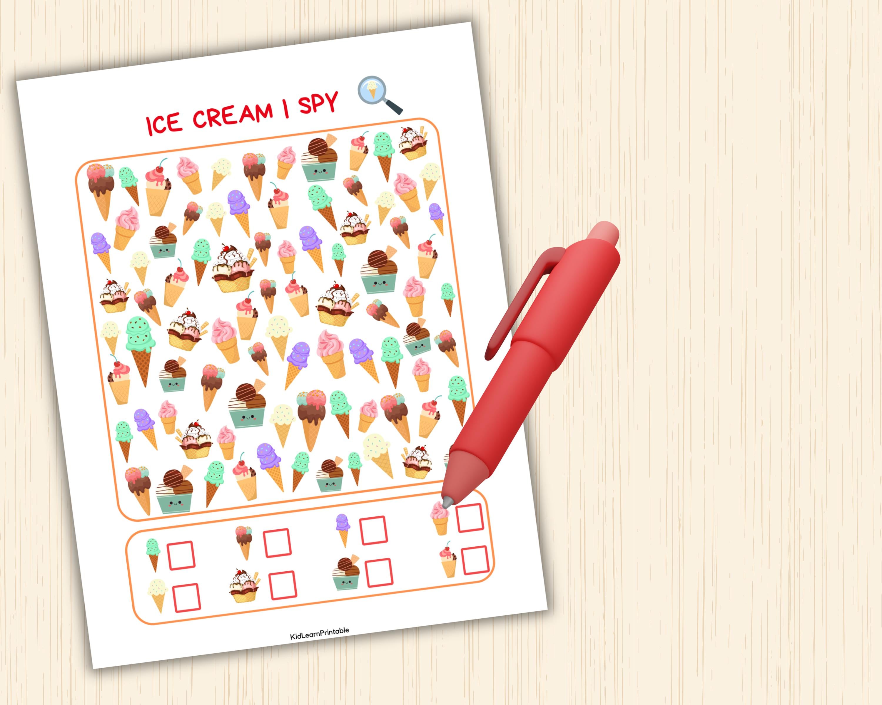 Ice Cream I Spy,ice Cream Activity,summer I Spy,summer Preschool ...