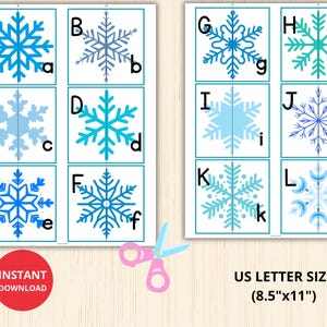 Snowflake Alphabet Puzzle,snowflake Symmetry Alphabet,winter Alphabet ...