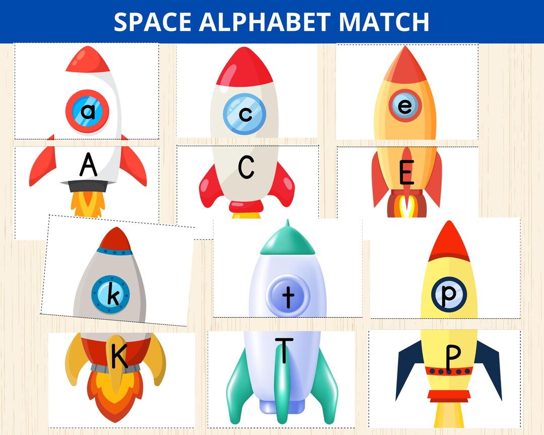 Space Alphabet Matching,alphabet Puzzles,letter Recognition,space ...