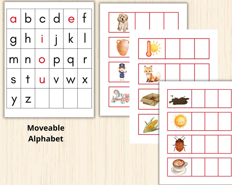 CVC Word Matching Cards, Montessori Moveable Alphabet,phonic Alphabet ...