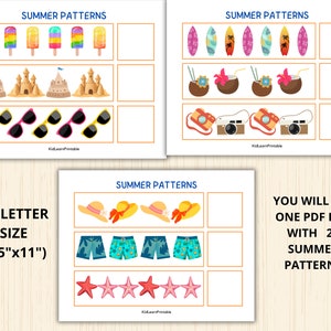 Summer Patterns, Summer Activity,cut and Paste Patterns,preschool ...