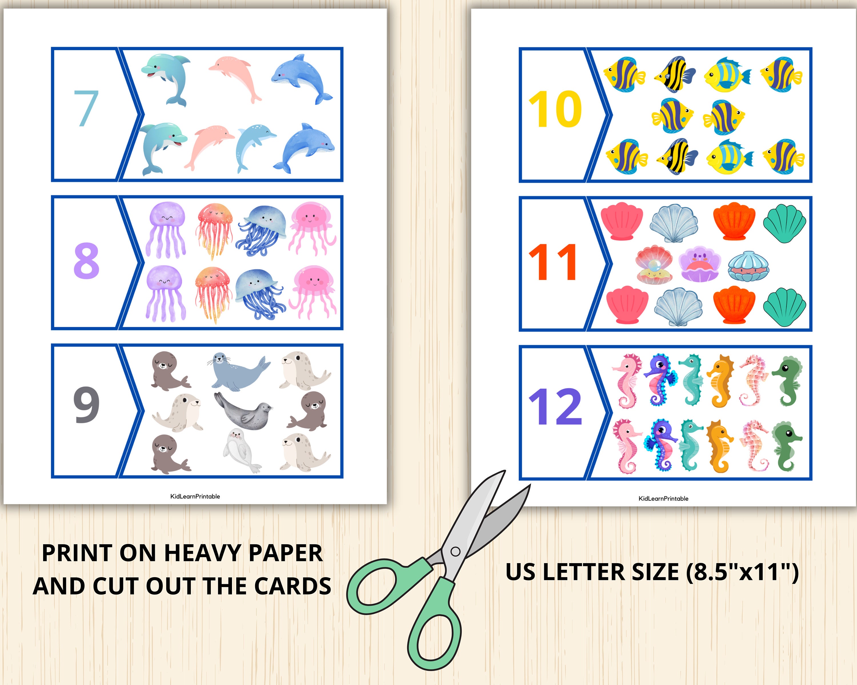 Ocean Animals Number Matching Puzzles,sea Animals Puzzle,counting ...