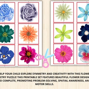 Flowers Symmetry Matching,flower Puzzle,flowers Unit Study,spring ...