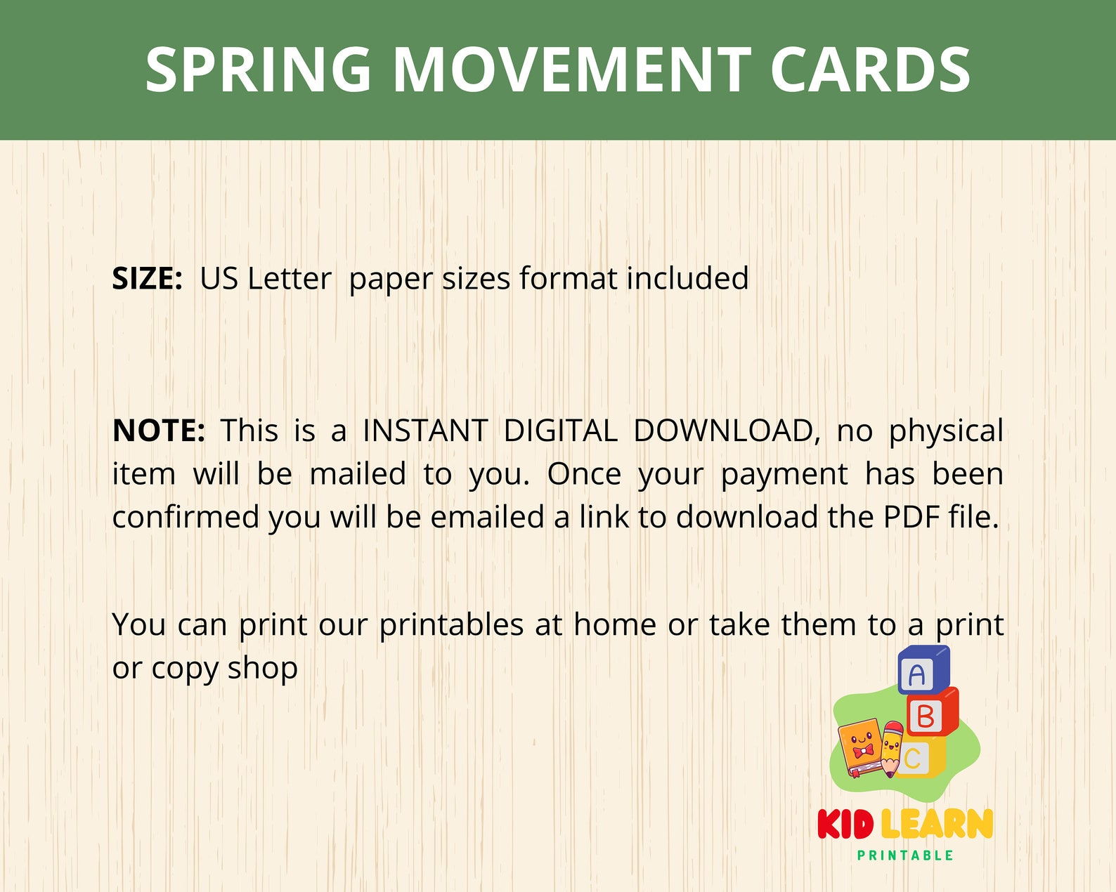 Spring Movement Cards, Kids Action Flashcards, Action Cards,montessori ...