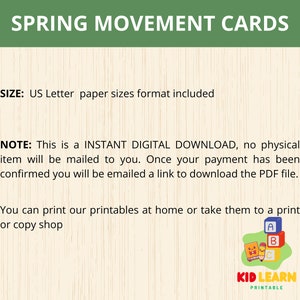 Spring Movement Cards, Kids Action Flashcards, Action Cards,montessori ...