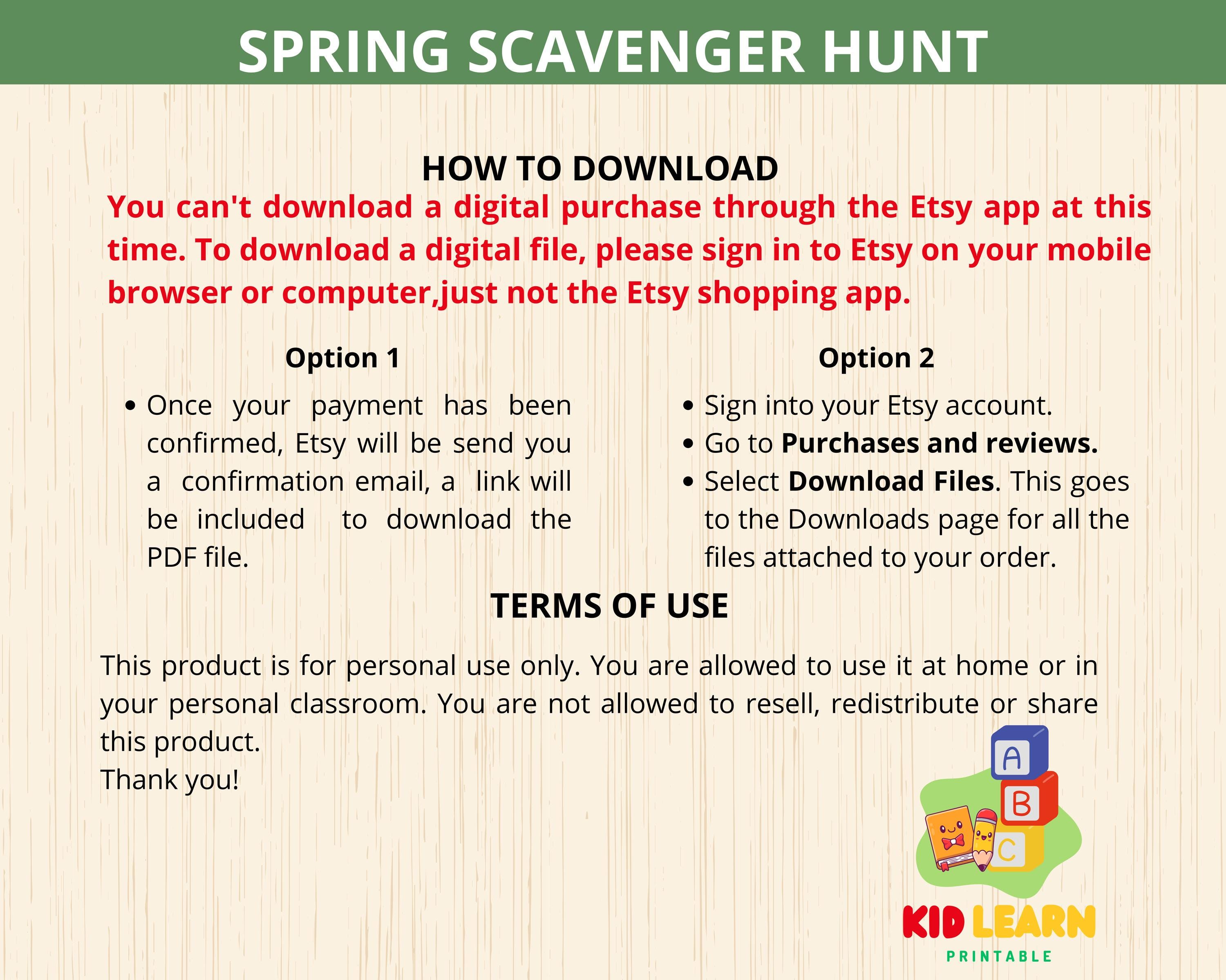 Spring Scavenger Hunt,spring Treasure Hunt Game for Kids,indoor Outdoor ...
