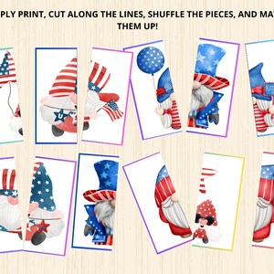 4th July Matching Game,gnome Matching,puzzle Symmetry,summer Matching ...