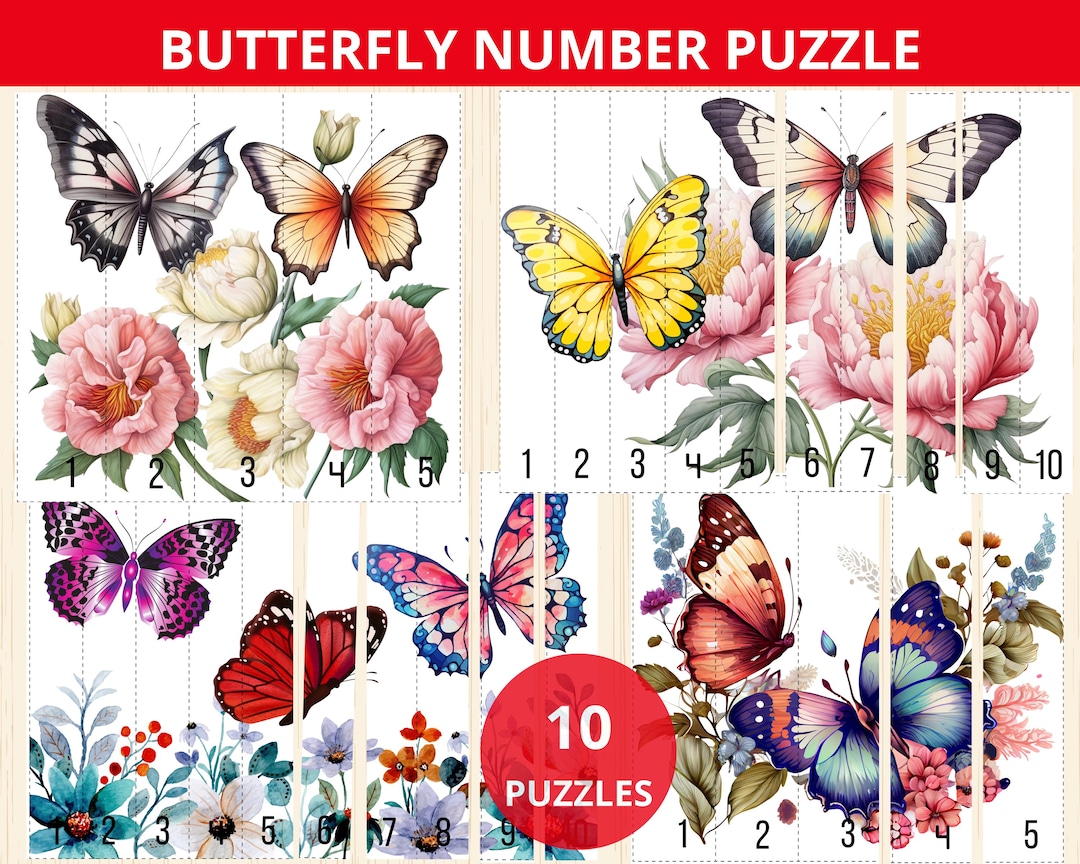 Butterfly Number Puzzle,butterfly Matching Activity,nature Preschool ...