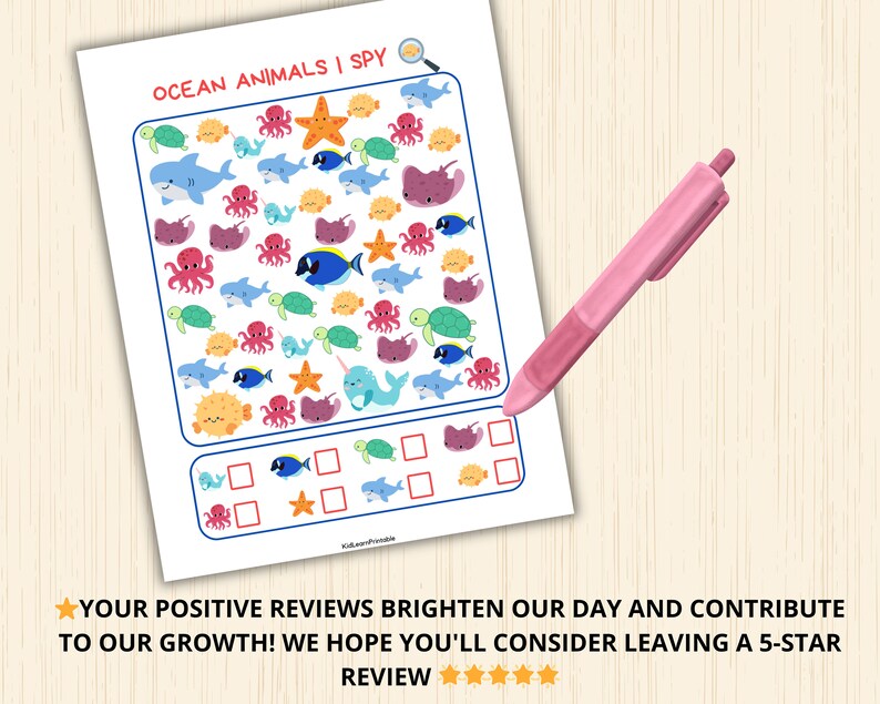 Ocean Animals I Spy Counting Activity,under the Sea,look and Find ...