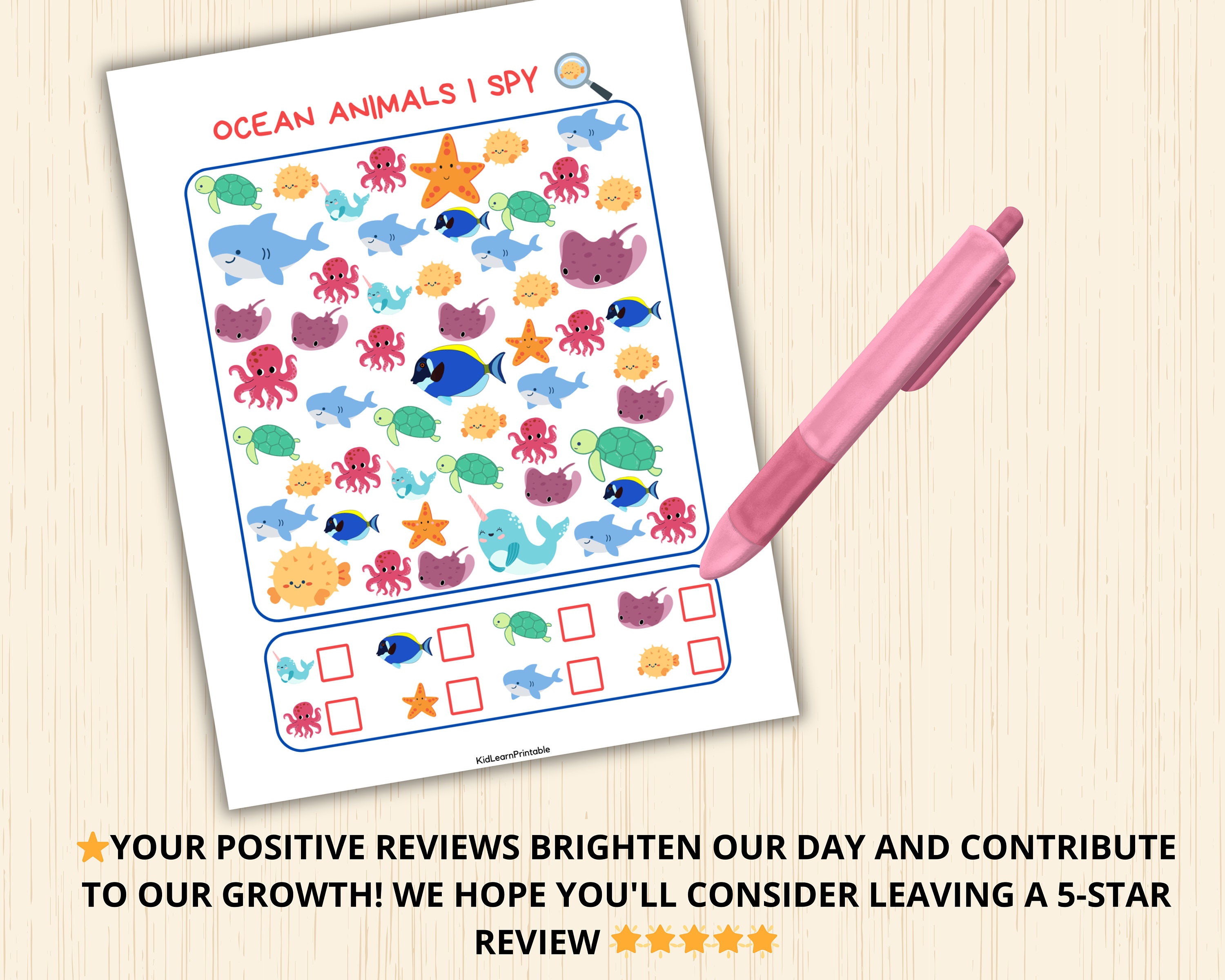 Ocean Animals I Spy Counting Activity,under the Sea,look and Find ...