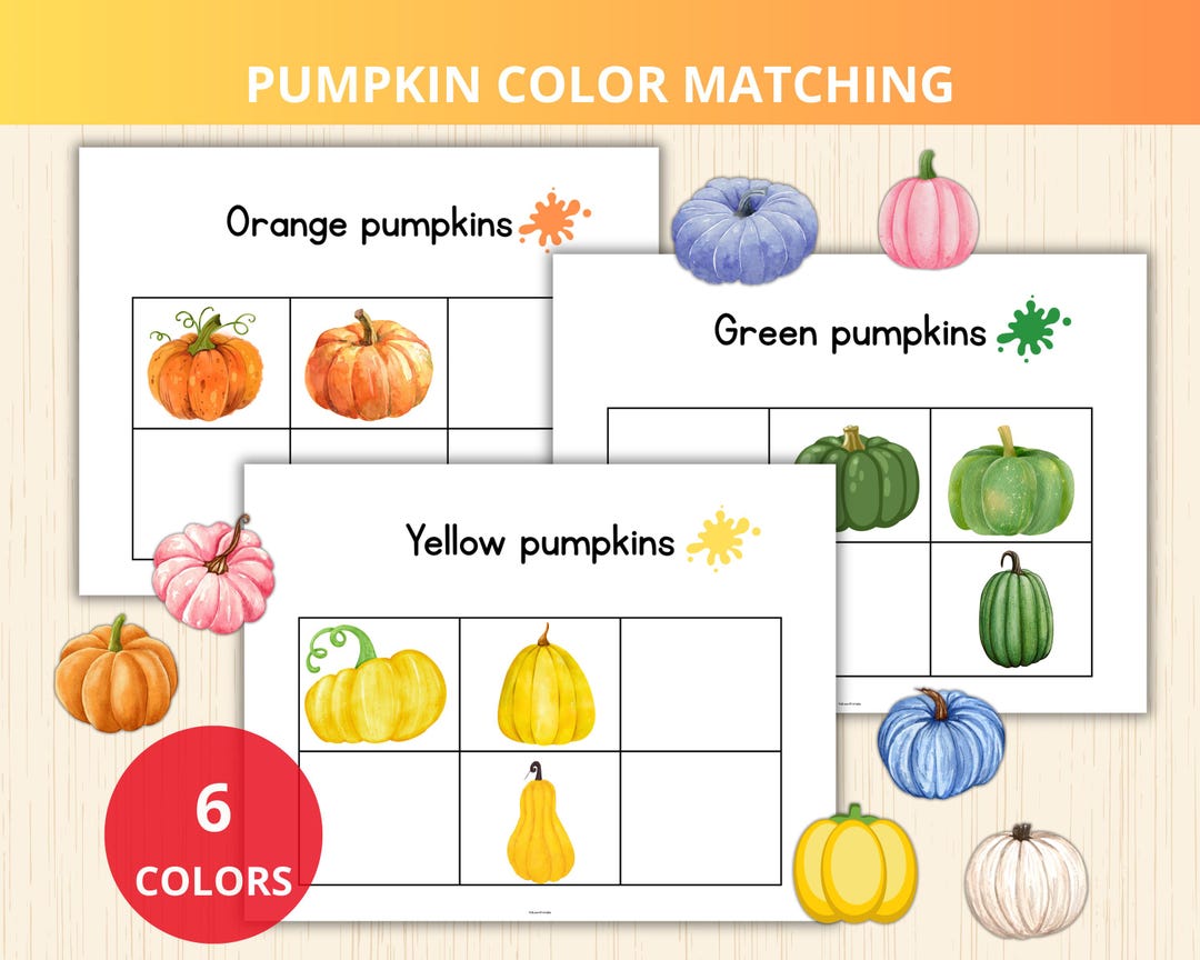 Pumpkin Color Matching,fall Color Sorting,pumpkin Preschool Activity ...