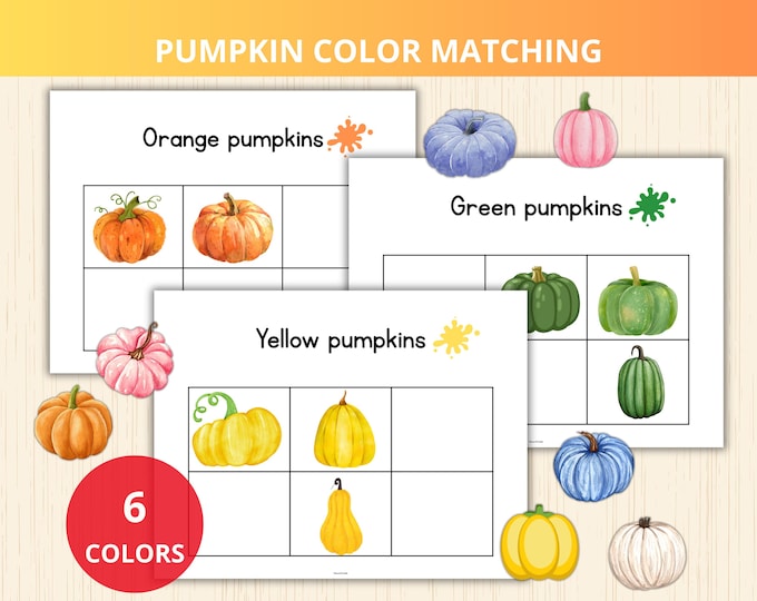 Fall Color Pumpkin Matching, Fall Busy Binder Printable, Preschool ...