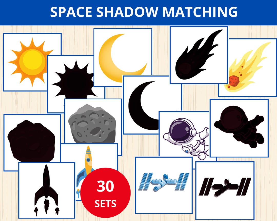 Space Shadow Matching Cards,outer Space Matching Activity,space ...
