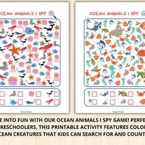 Ocean Animals I Spy Counting Activity,under the Sea,look and Find ...