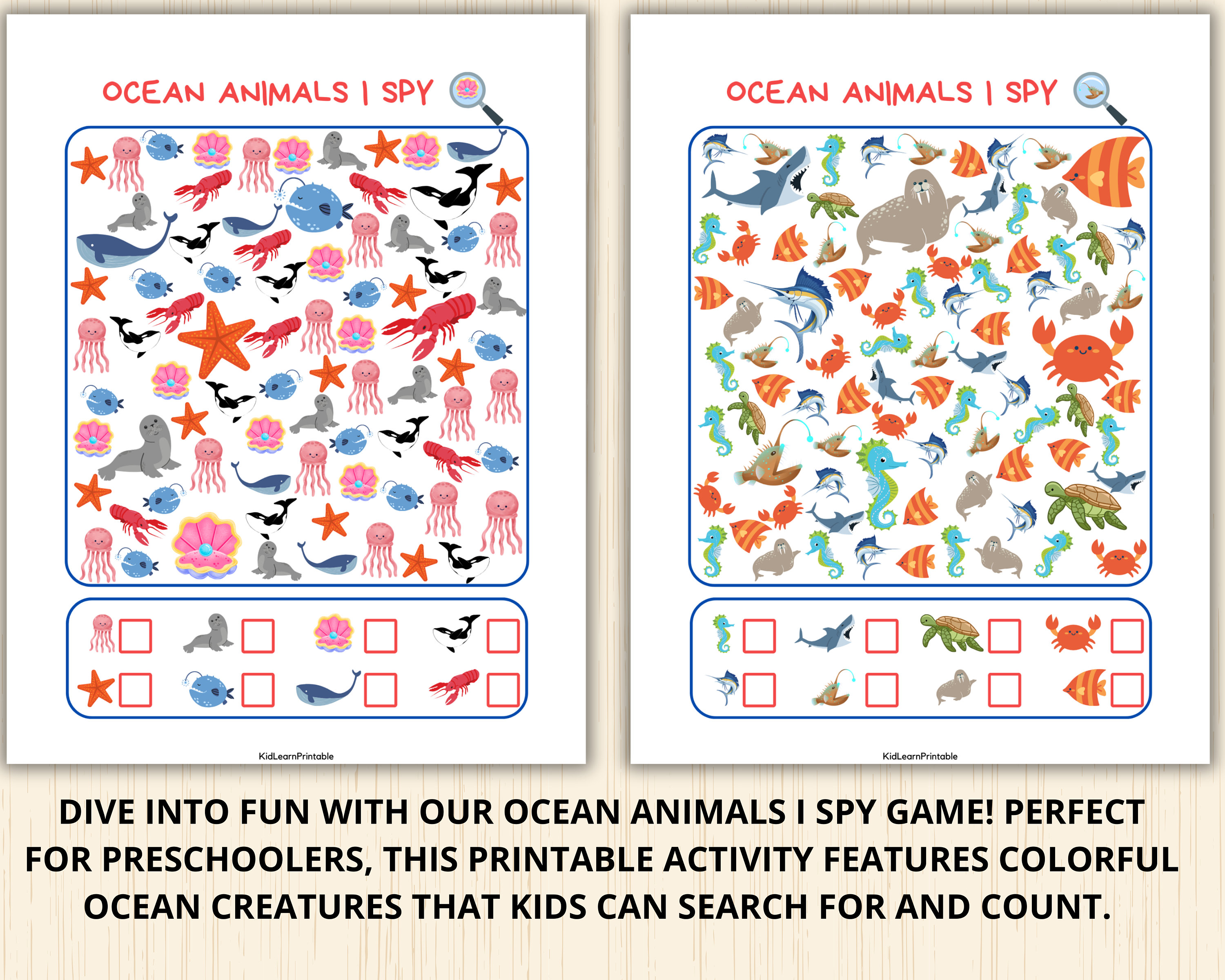 Ocean Animals I Spy Counting Activity,under the Sea,look and Find ...