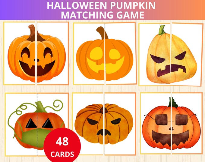 Pumpkin Matching Game - Halloween Matching Game - Halloween Activity ...