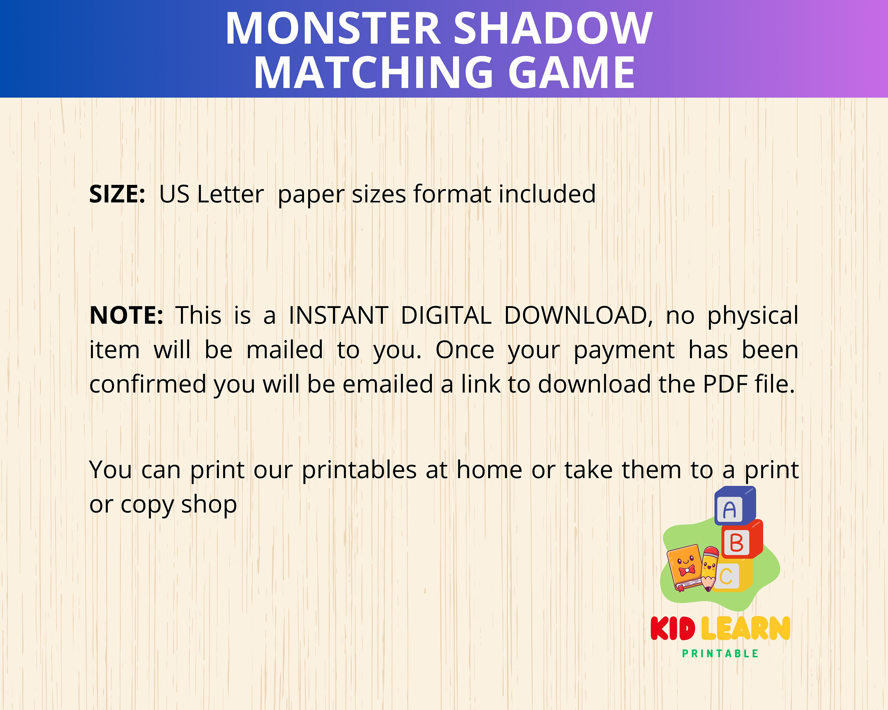 Monster Shadow Matching Games,monster Matching Activity,monster Puzzles ...