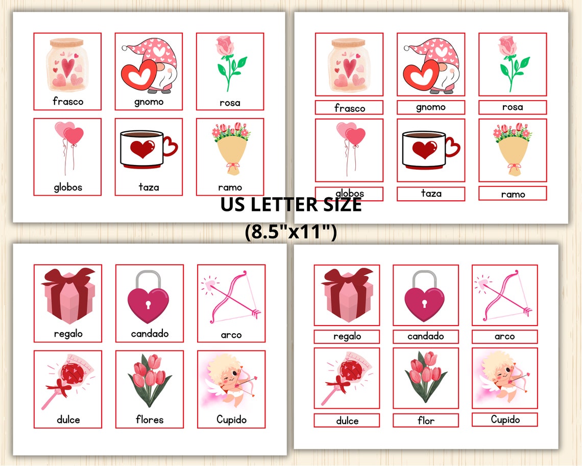 Montessori 3 Part Valentine's Day Cards, Flashcards, Montessori ...