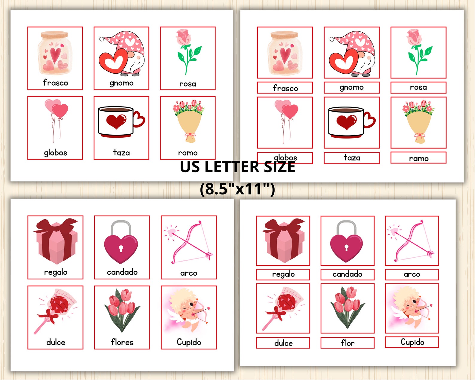 Montessori 3 Part Valentine's Day Cards, Flashcards, Montessori ...