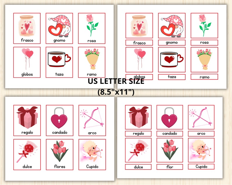 Montessori 3 Part Valentine's Day Cards, Flashcards, Montessori ...