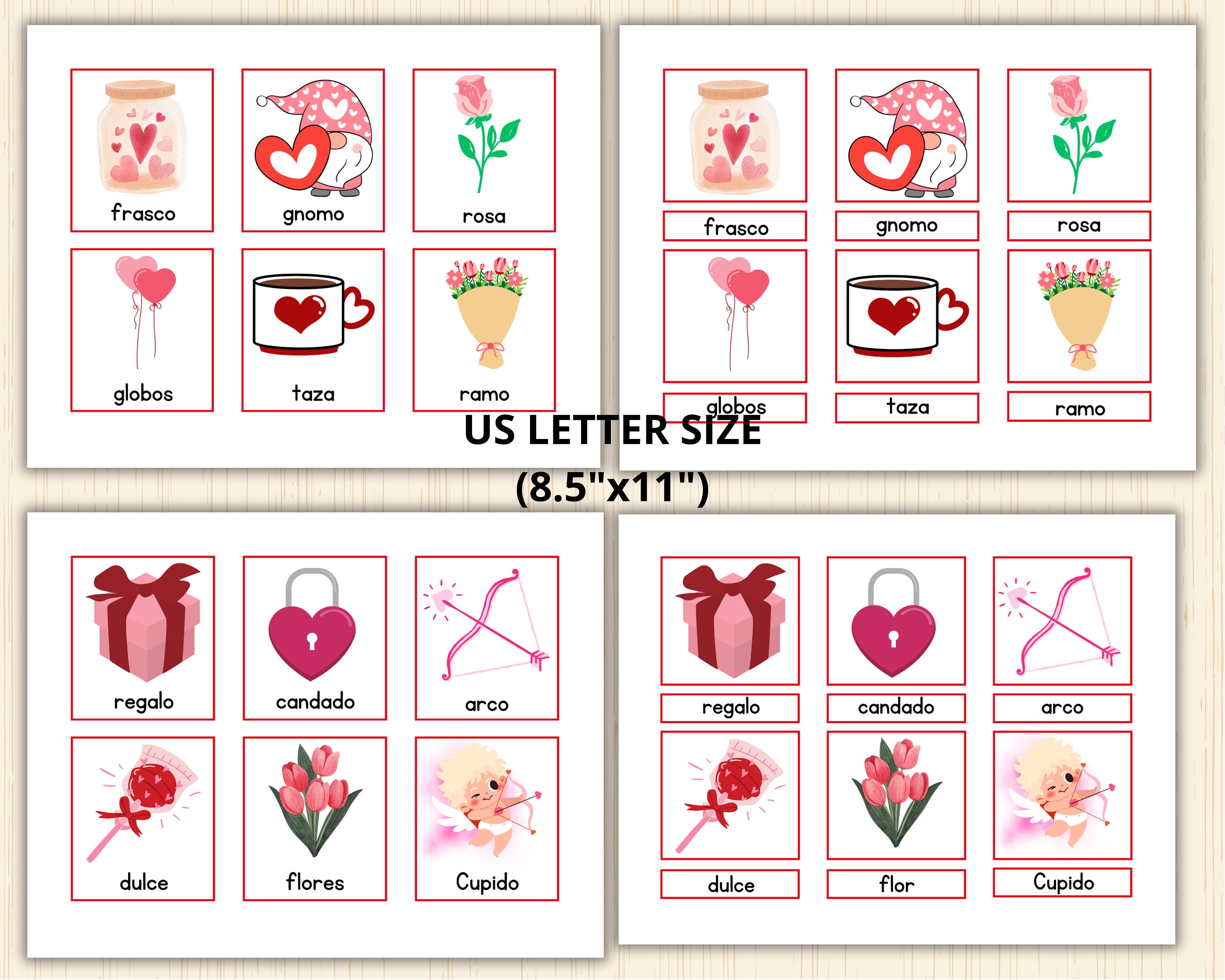 Montessori 3 Part Valentine's Day Cards, Flashcards, Montessori ...