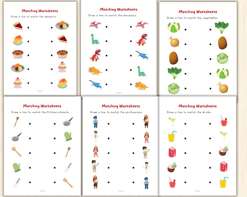 Matching Worksheets,match the Picture,learning Activities,matching Game ...