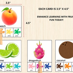 Colour Clip Card,fruit Clip Card,color Recognition Matching Activity ...