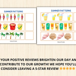 Summer Patterns, Summer Activity,cut and Paste Patterns,preschool ...