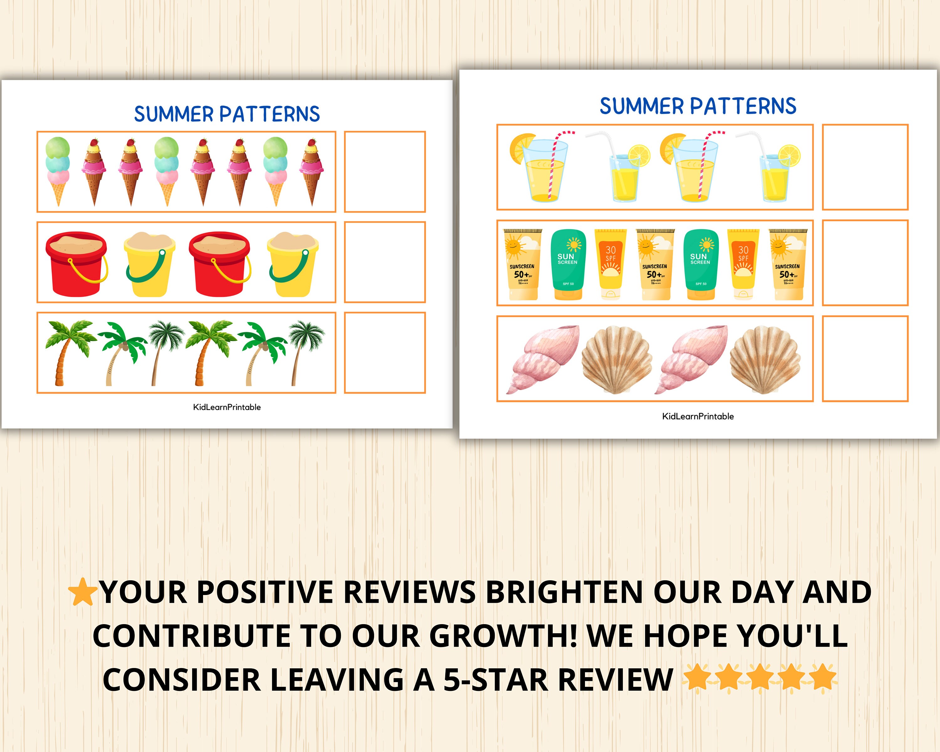 Summer Patterns, Summer Activity,cut and Paste Patterns,preschool ...