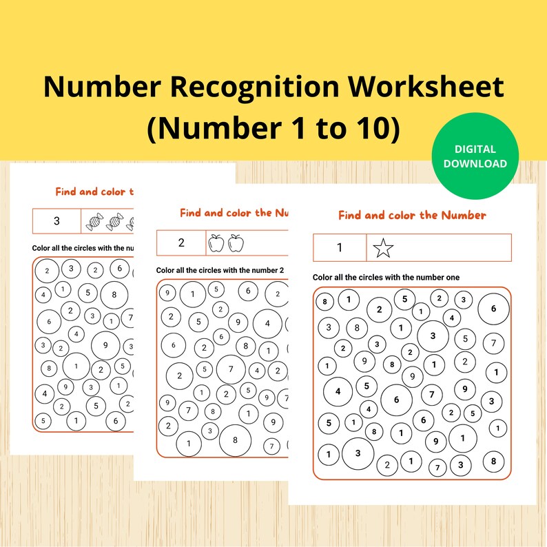 1-10 Number Recognition, Numbers Preschool, Math Worksheets , Find the ...