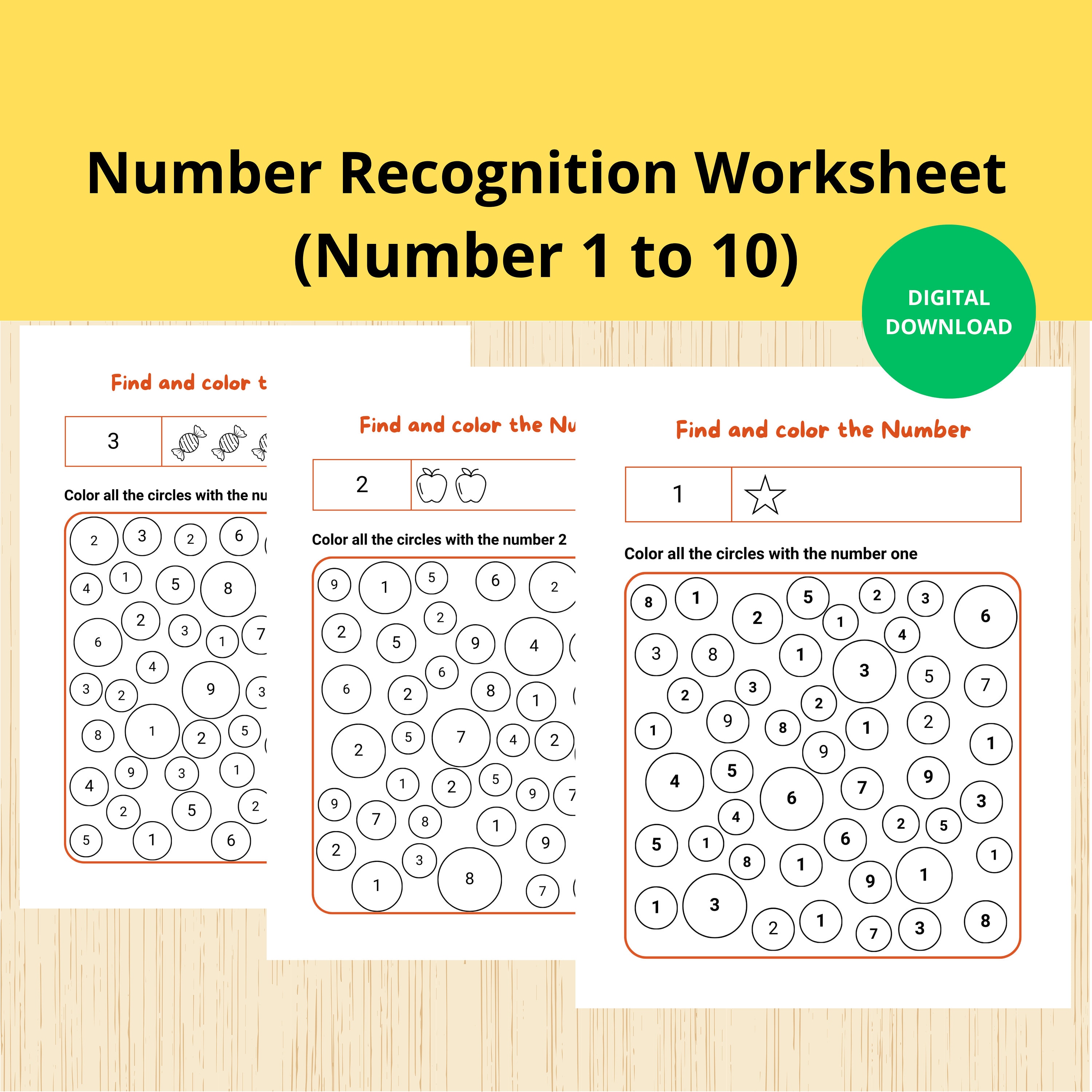 1-10 Number Recognition, Numbers Preschool, Math Worksheets , Find the ...