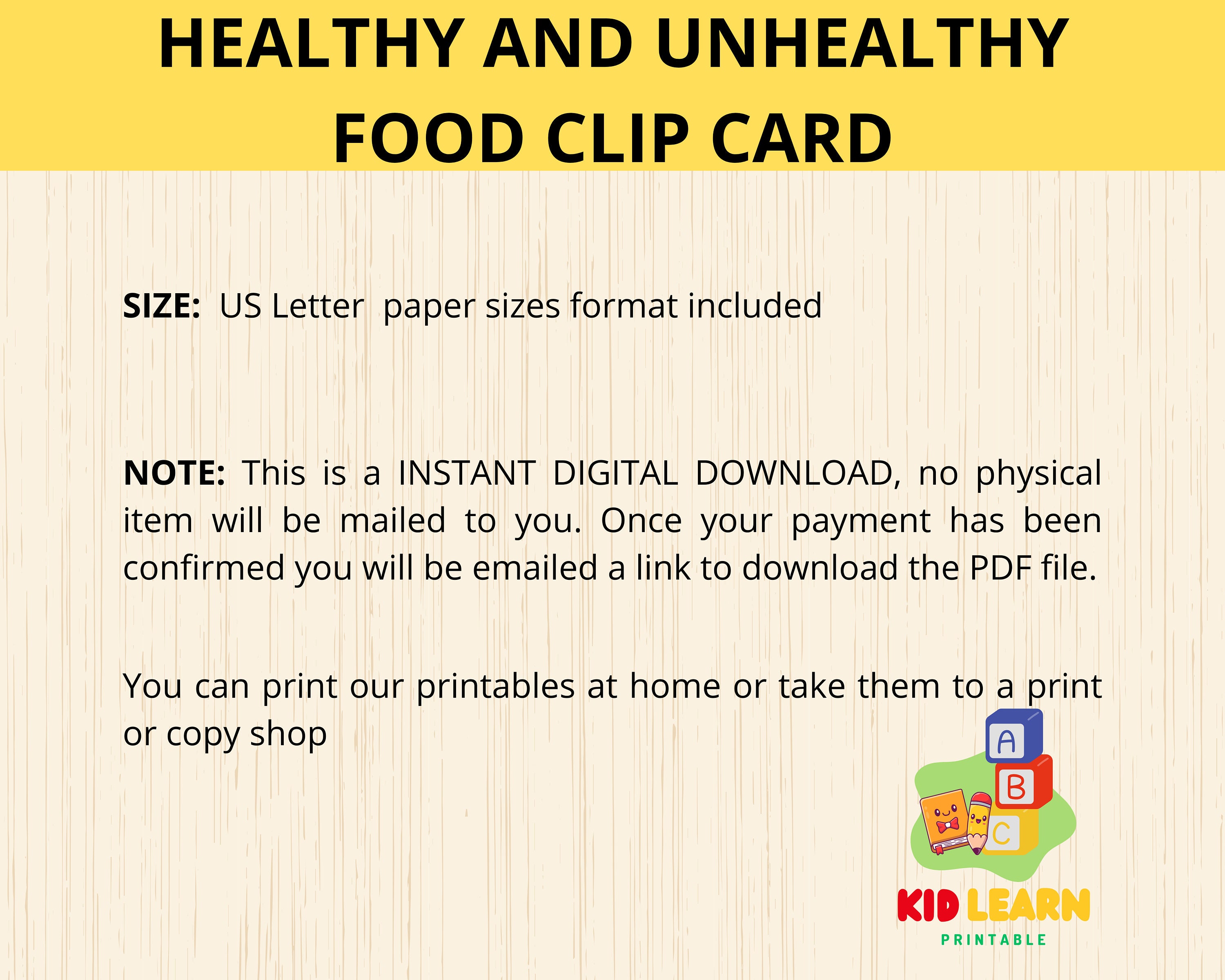 Healthy or Unhealthy Food Clip Card, Healthy and Unhealthy Food ...