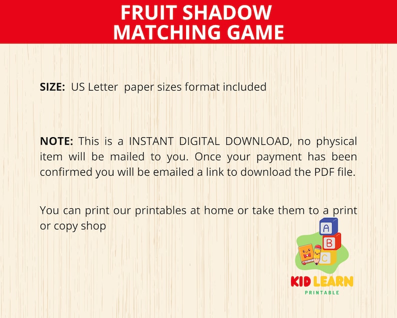 Fruits Shadow Matching,fruits Matching Game,fruit Montessori,fruits ...