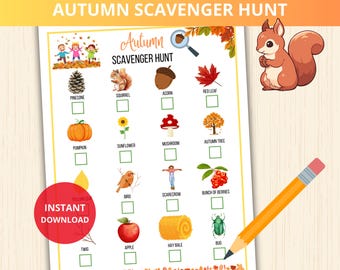 Fall Scavenger Hunt,autumn Indoor Ourdoor Treasure Hunt,autumn ...