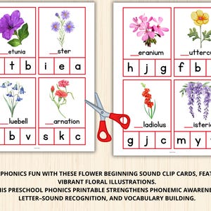 Flowers Beginning Sound,nature Letter Sound,flower Vocabulary,flower ...