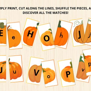 Pumpkin Alphabet Puzzle Pairs,fall Alphabet Match,matching Cards ...
