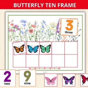 Butterfly Ten Frame,numbers 1-10,butterfly Preschool Activity,insect ...