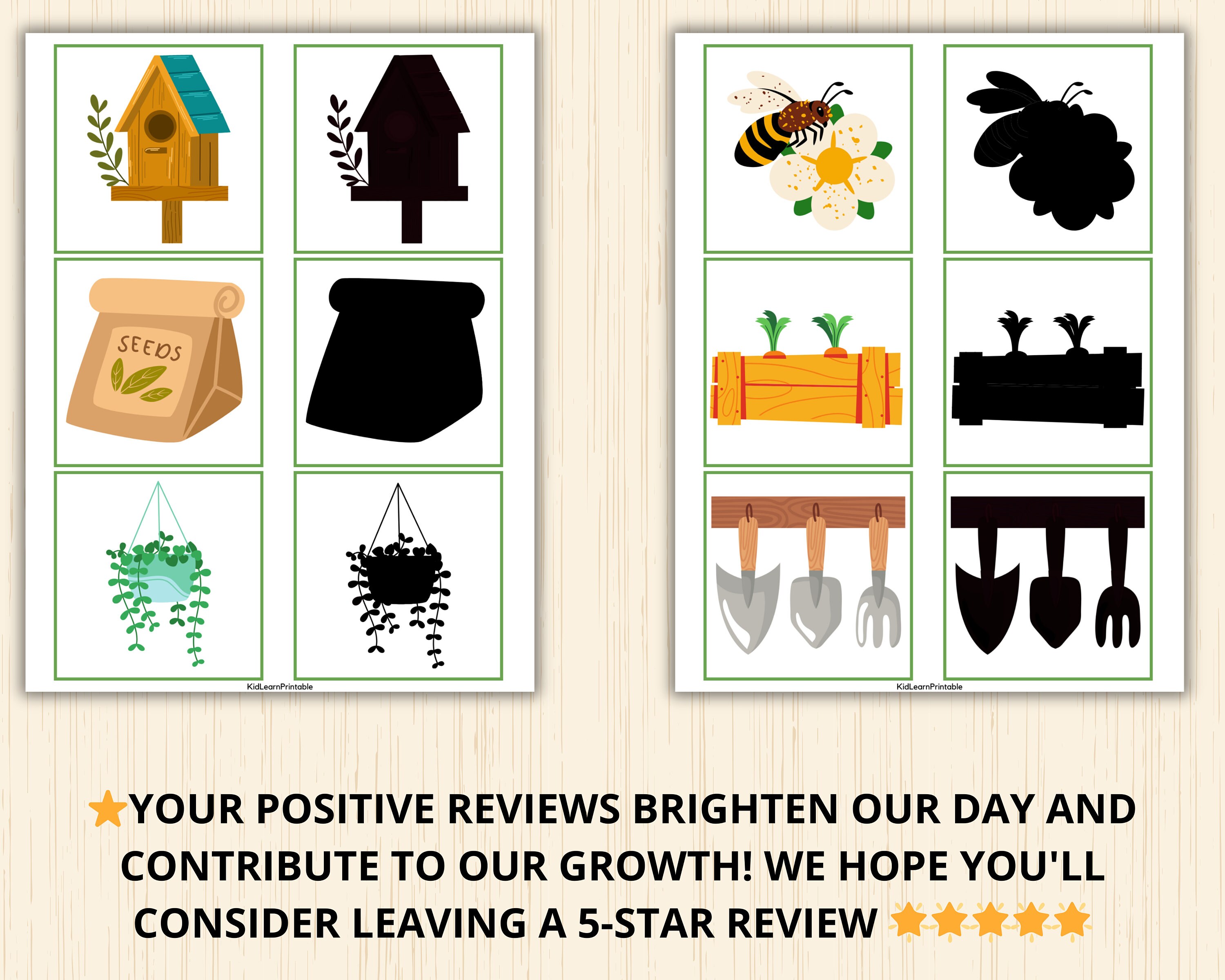 Garden Shadow Matching Cards,garden Flashcards, Spring Activity ...