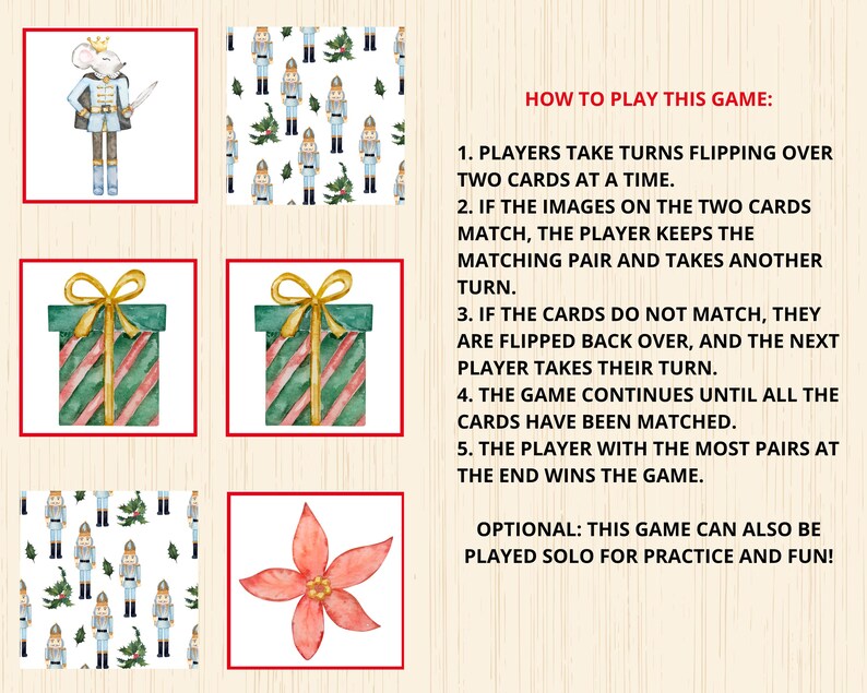 Nutcracker Memory Game,nutcracker Matching Activity,christmas Memory ...