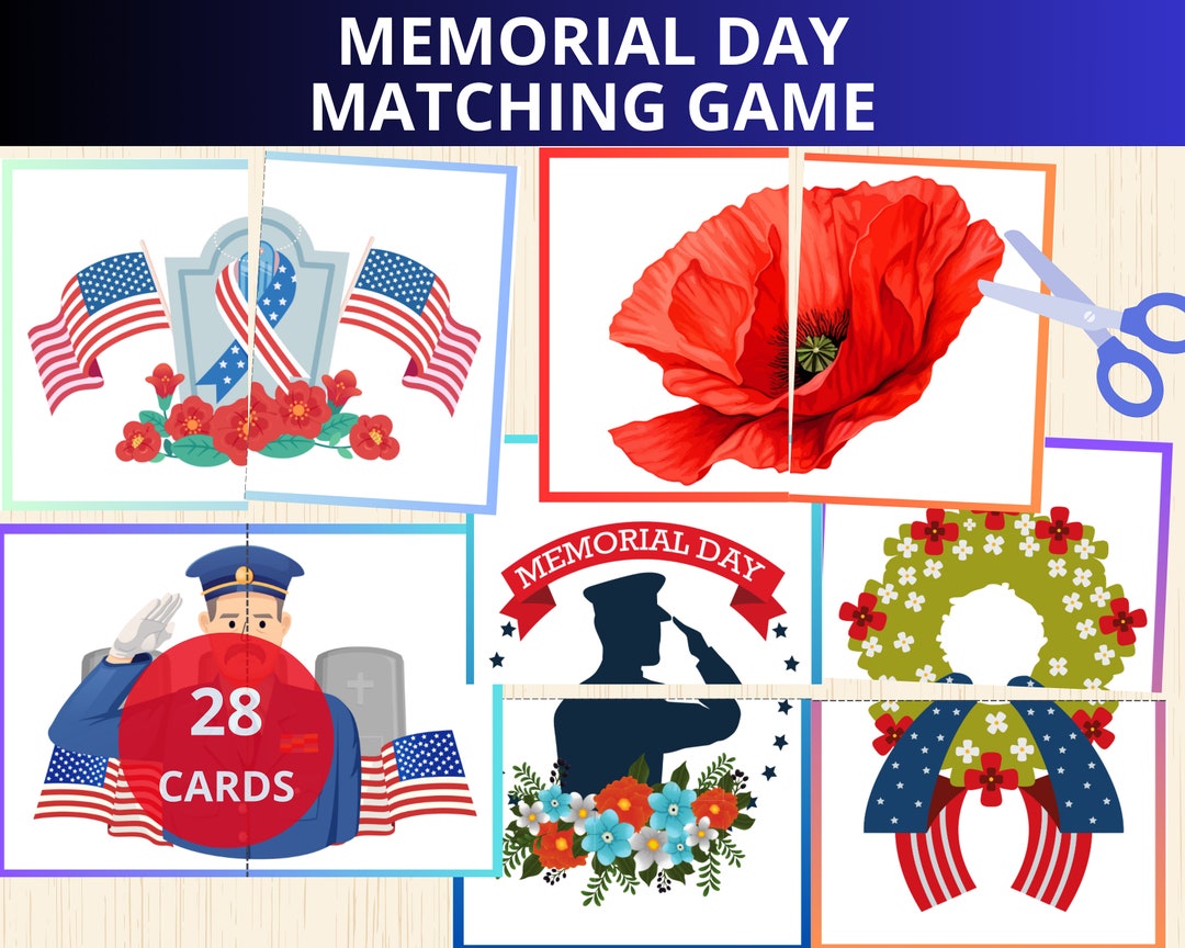 Memorial Day Matching Activity,memorial Day Puzzles,symmetry Puzzles ...